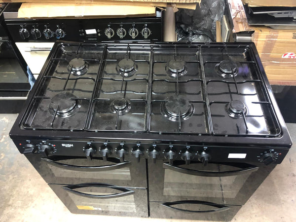 BUSH BRC100DHEB 100CM DUAL FUEL RANGE COOKER BLACK 6 BURNER LPG CONVER ...