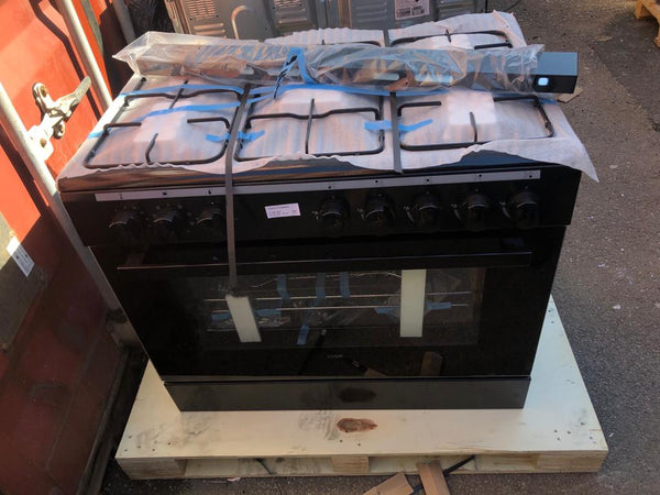 LOGIK LFTG90B18 90 cm Duel Fuel Range Cooker – Black LPG CONVERTIBLE ...