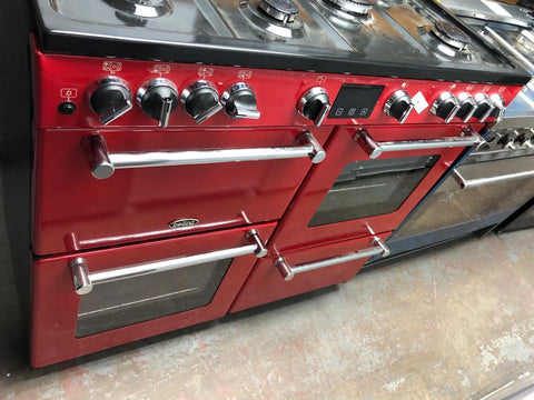 BELLING Kensington 100G Gas Range Cooker - Red & Chrome 100 cm 4444440 ...