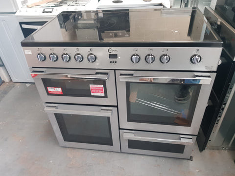 FLAVEL MLN10CRS Electric Ceramic Range Cooker 100cm Silver Chrome ...