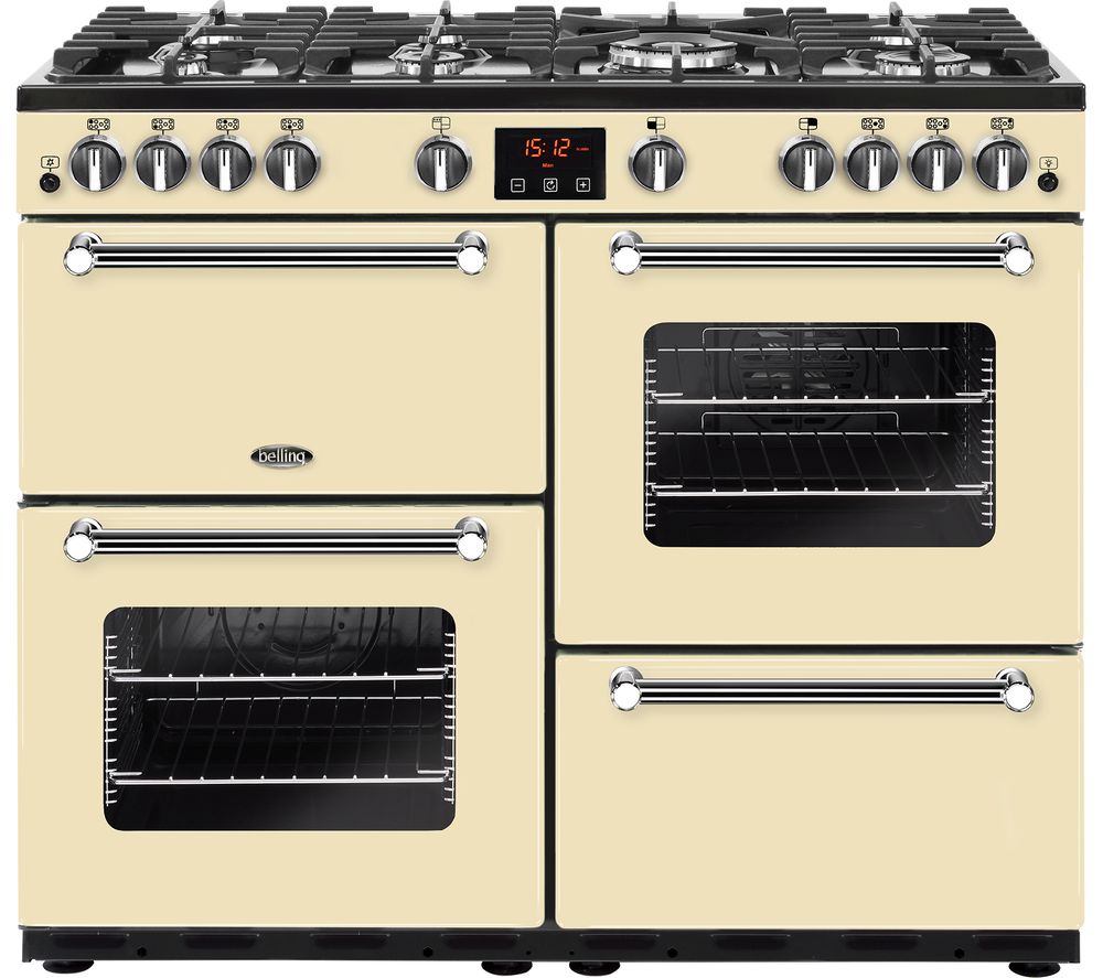 BELLING Kensington 100G 100 cm Gas Range Cooker - Cream & Chrome ...