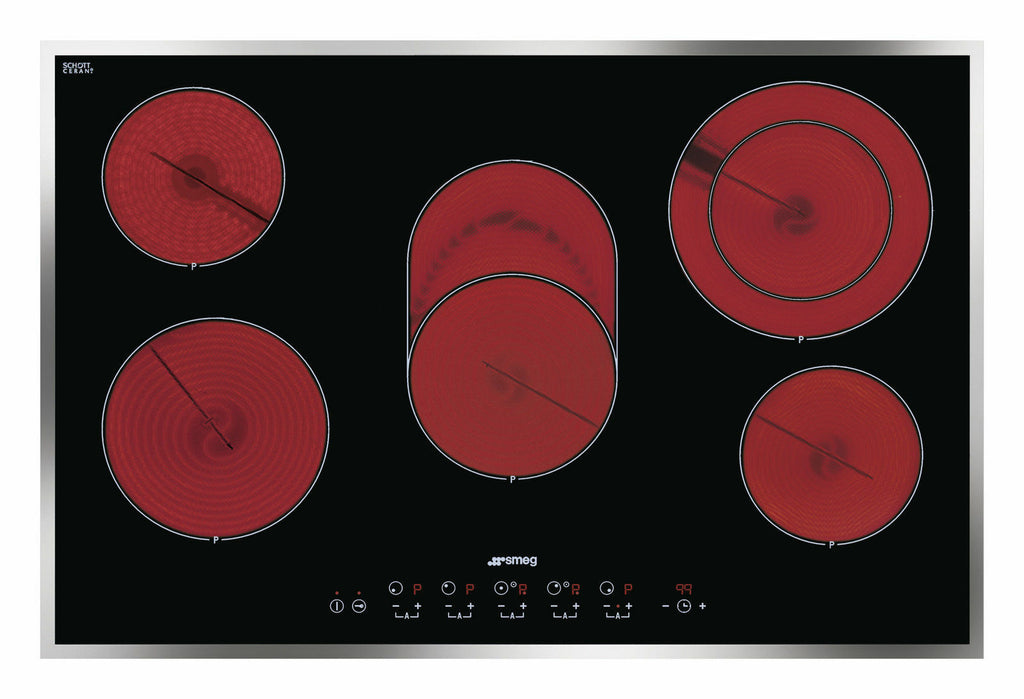 Smeg SE2773CX2 - 77cm Ceramic Hob - Black with Stainless Steel Trim ...